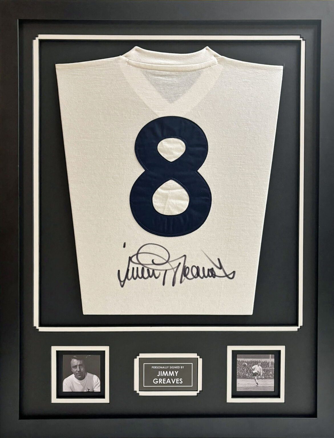 Jimmy Greaves signed retro Spurs shirt Framed - The Signature Vault